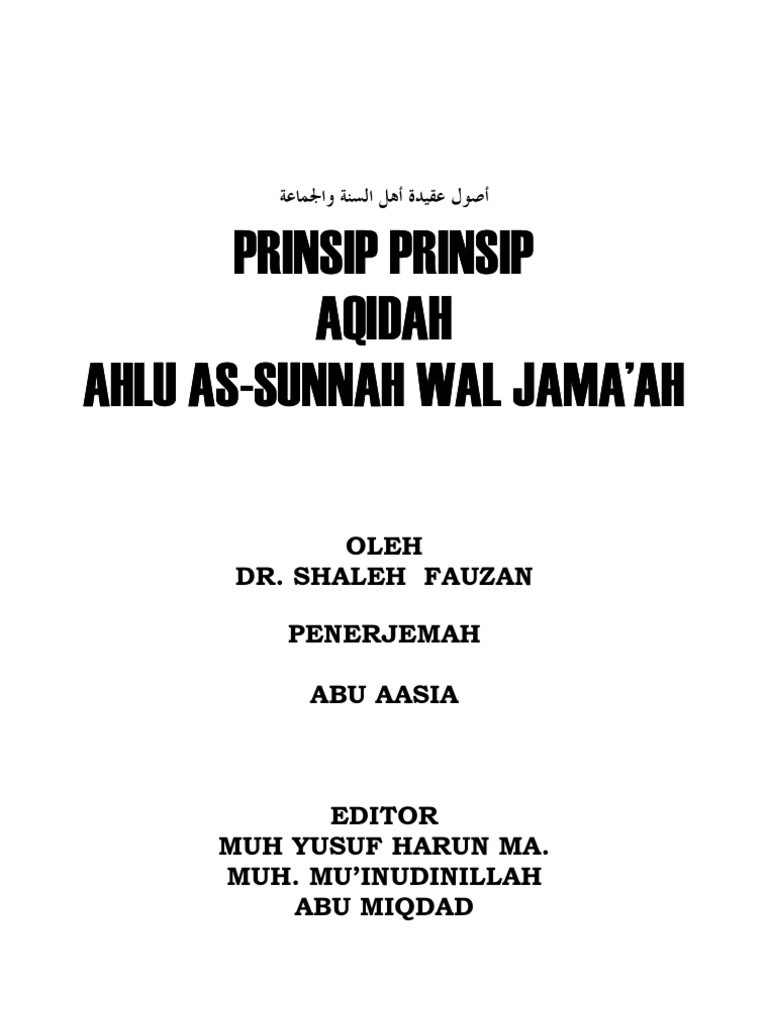 Prinsip-Prinsip Aqidah Ahlu As-Sunnah Wal Jama'ah | PDF