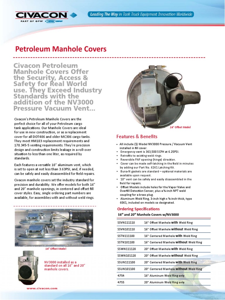 Civacon Petroleum Manhole Covers Guide | PDF