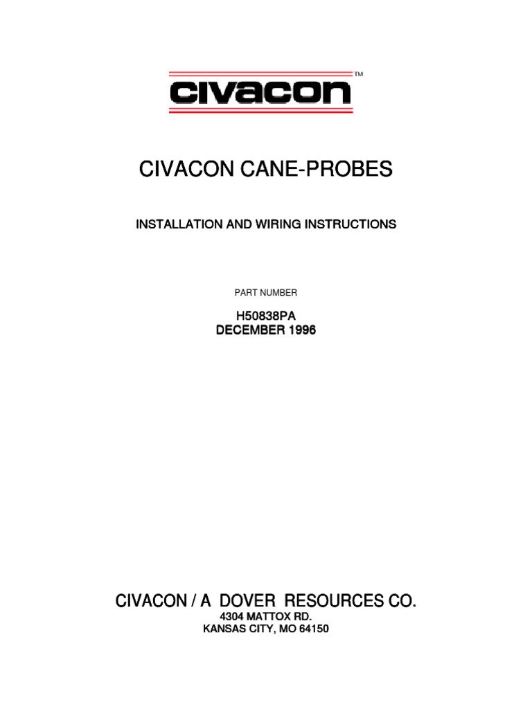 CivaCon - Cane Probe Installation Manual | PDF | Screw | Electronics