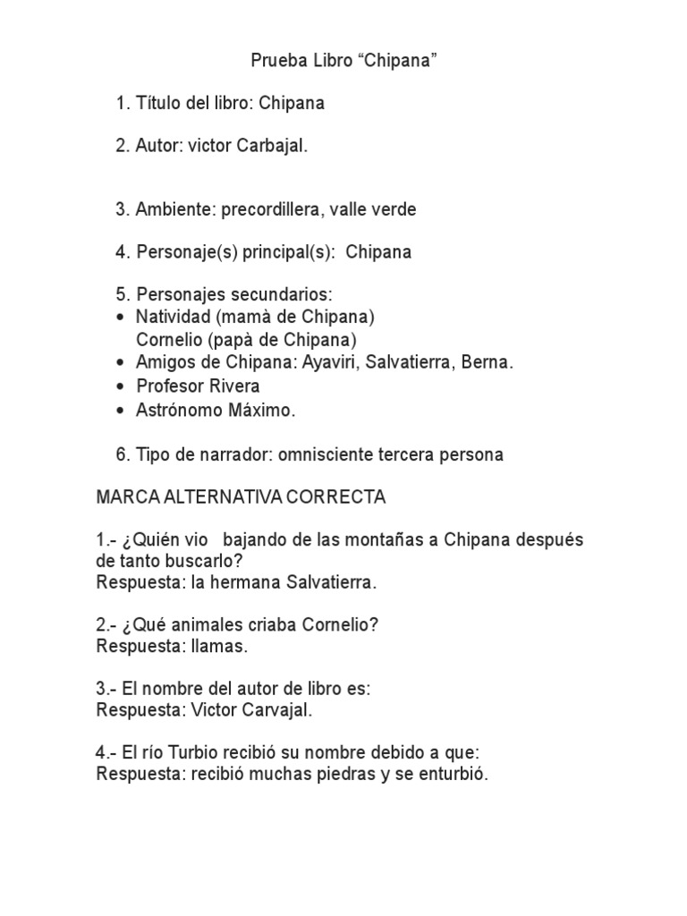 Prueba del Libro Chipana | PDF | Ocio
