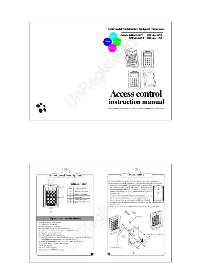 Stand-Alone Access Control Dh16a-10dt w6.5.09 | PDF | Access Control ...