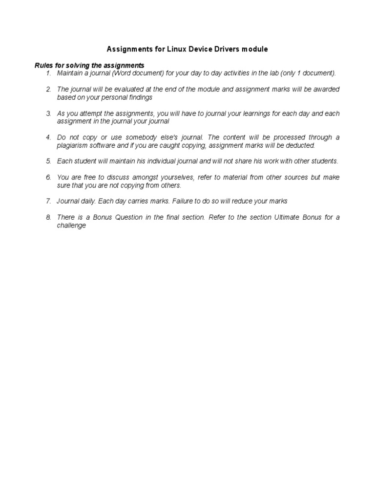 Assignments For Device Drivers Programming in Linux | PDF | Device Driver | Kernel (Operating ...