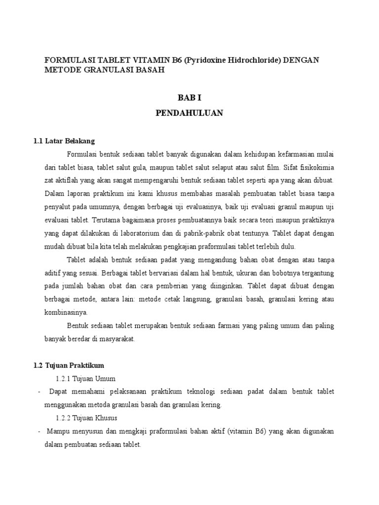 Formulasi Tablet Vitamin b6 | PDF