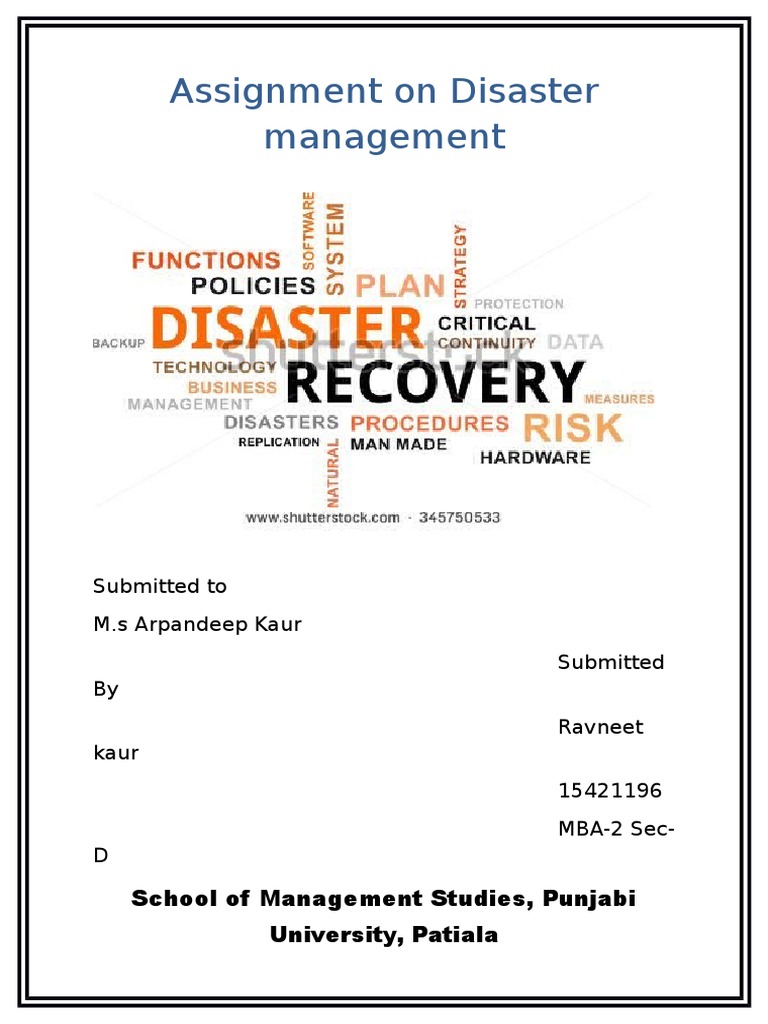 Assignment On Disaster Management: School of Management Studies ...