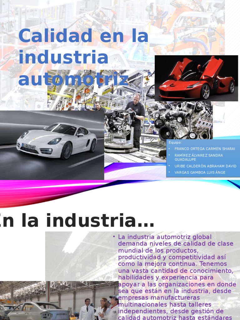 Calidad en La Industria Automotriz | Sistema de manejo de calidad ...