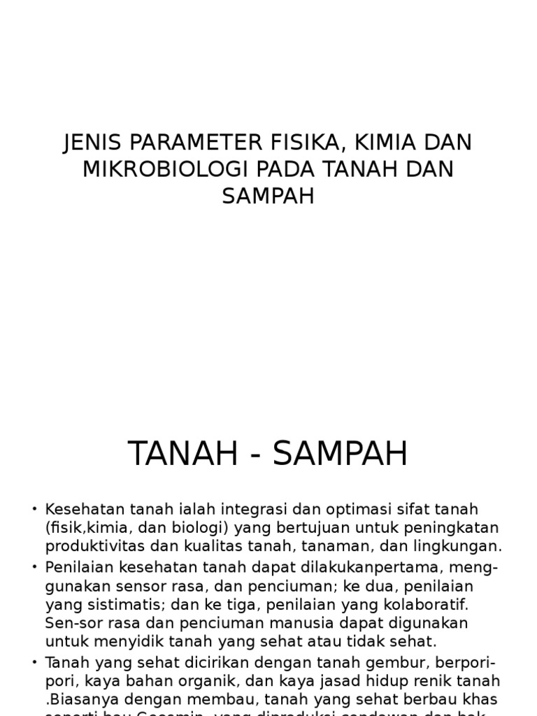 Jenis Parameter Fisika, Kimia Dan Mikrobiologi Pada | PDF