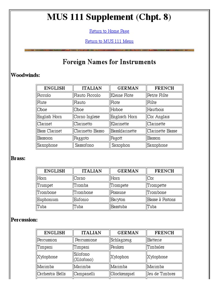 Foreign Instrument Names | PDF