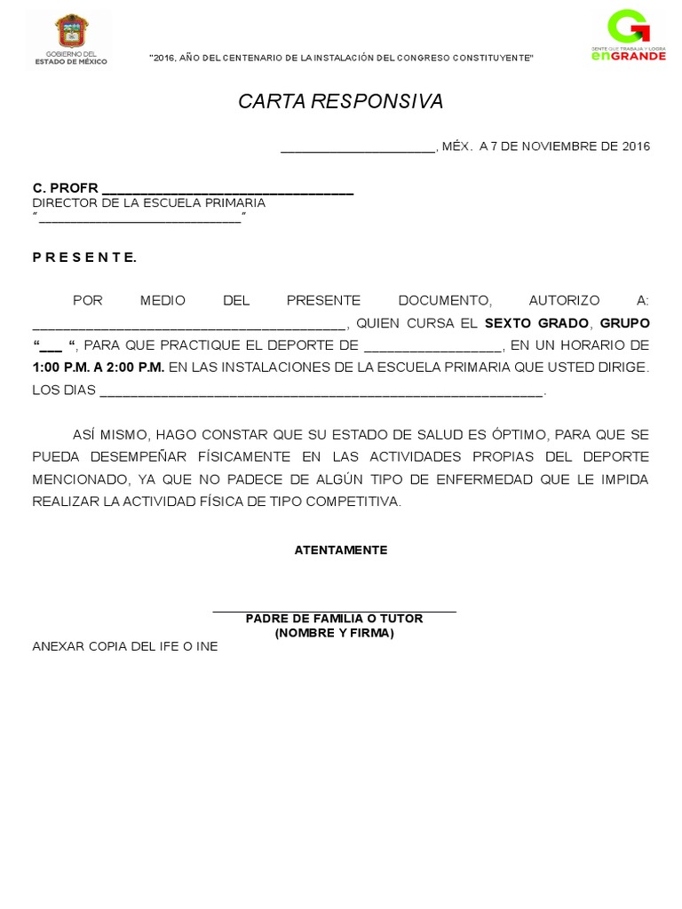 Carta Responsiva | PDF