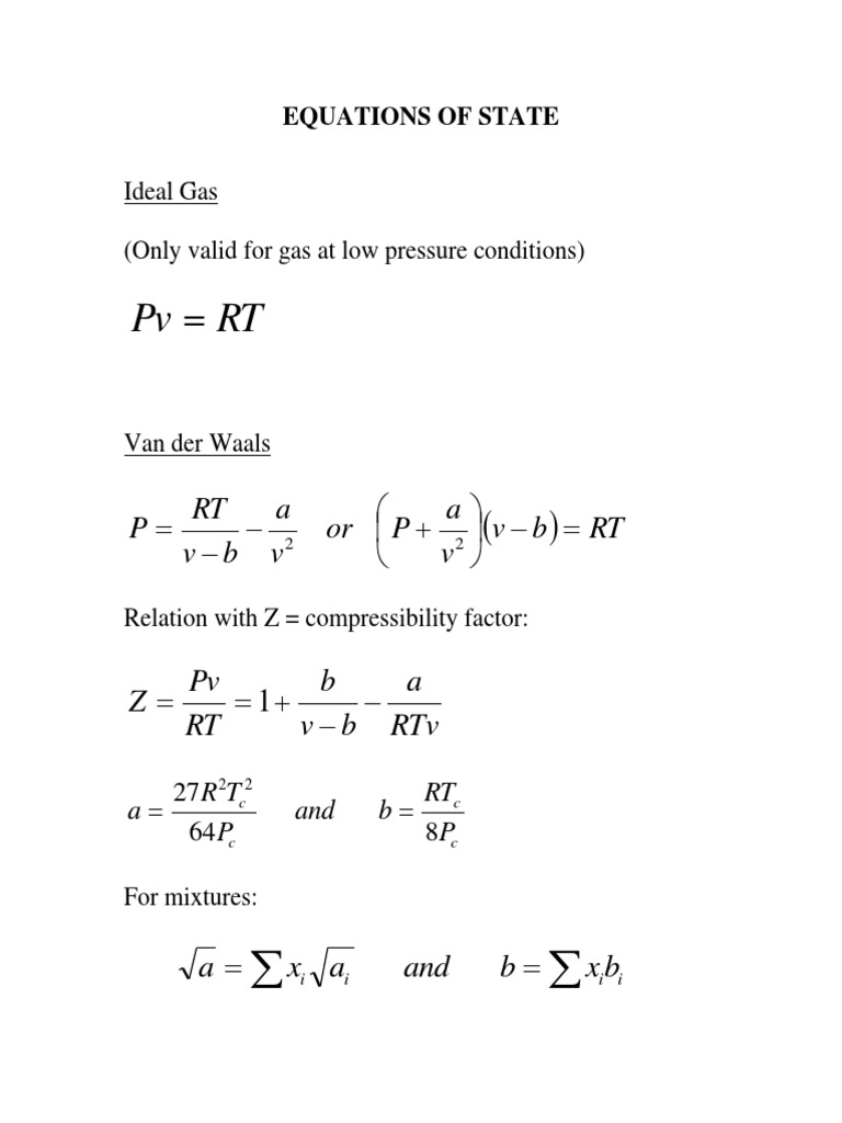 Equations of State | PDF | Mathematical Physics | Thermodynamics