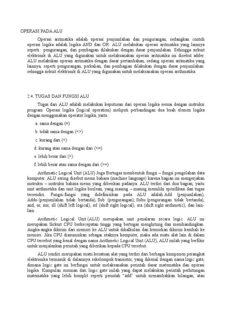 Fungsi dan Tugas ALU dalam CPU | PDF
