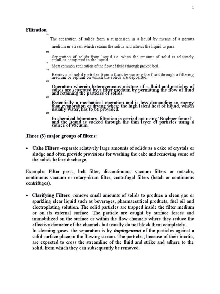 Lecture Filtration 1 | PDF | Filtration | Chemical Engineering