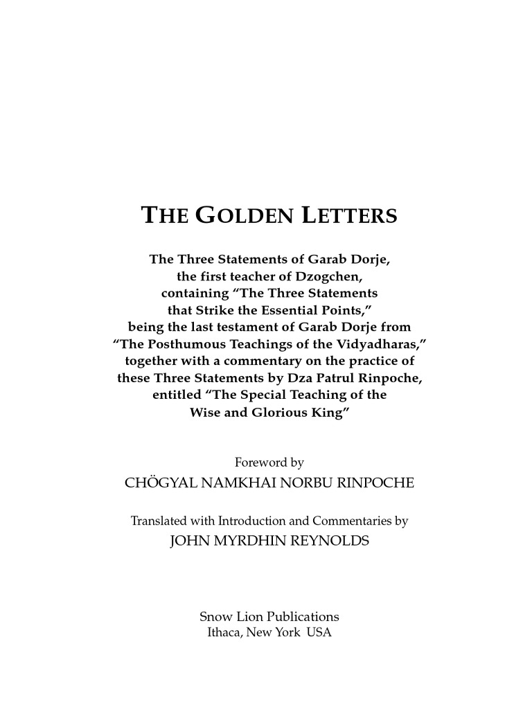 The Golden Letters Contents | PDF