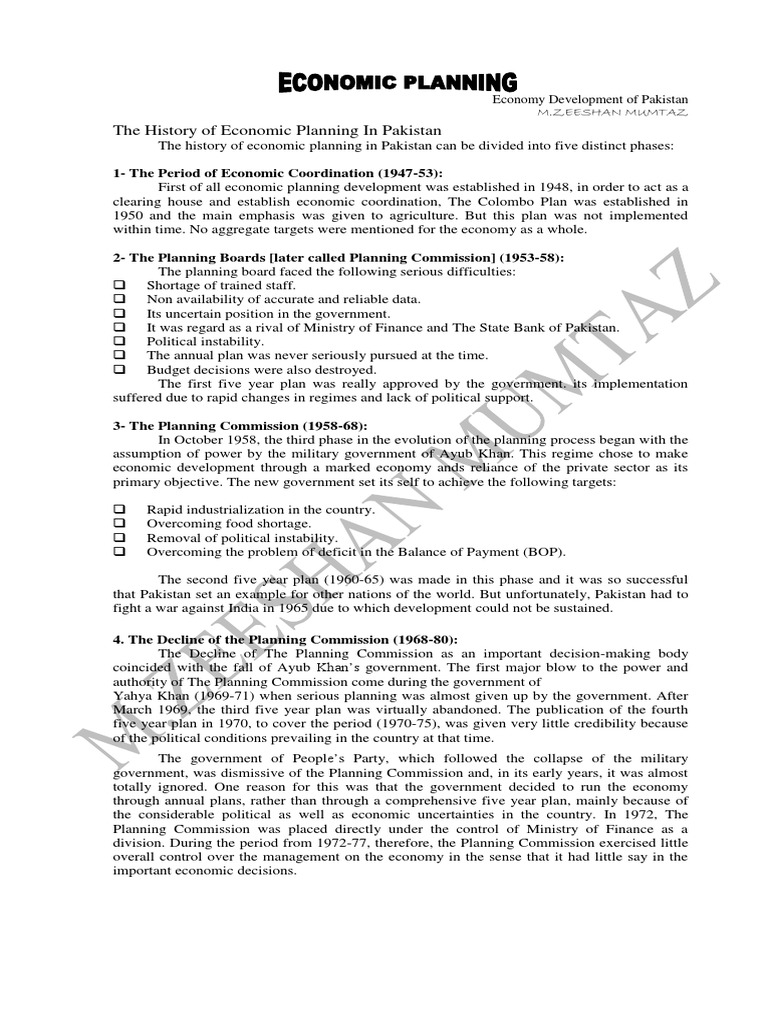 4 Economic Planning in Pakistan | PDF | Economic Growth | Capitalism
