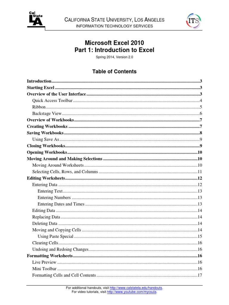 Introduction of MS Excel 2010 PDF | PDF | Microsoft Excel | Typefaces