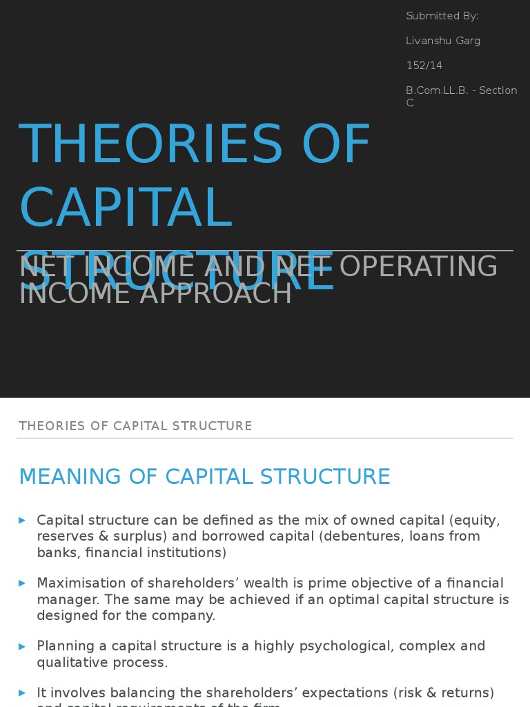 Theories of Capital Structure: Net Income and Net Operating Income ...