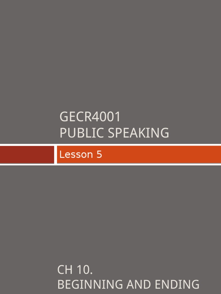 GECR4001 Public Speaking: Lesson 5 | PDF