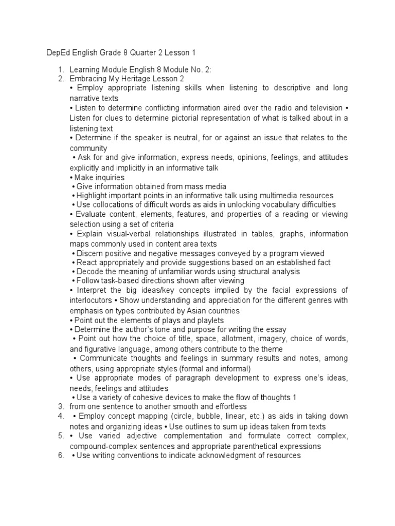 DepEd English Grade 8 Quarter 2 Lesson 1 | Idiom | Thailand