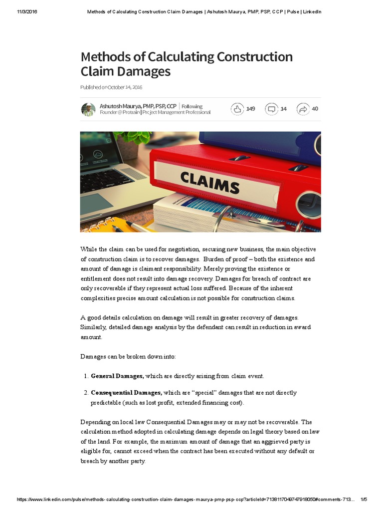 Methods of Calculating Construction Claims | PDF | Damages | Business