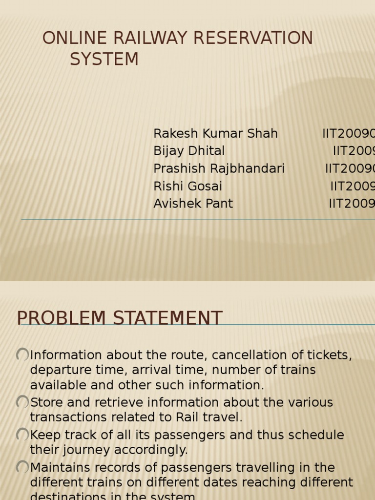 Online Railway Reservation System | PDF | Ticket (Admission) | Areas Of ...