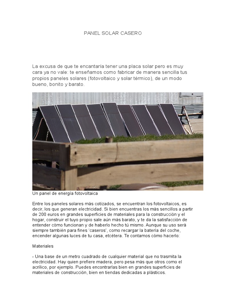 Panel Solar Casero | PDF | Energía solar | Panel solar