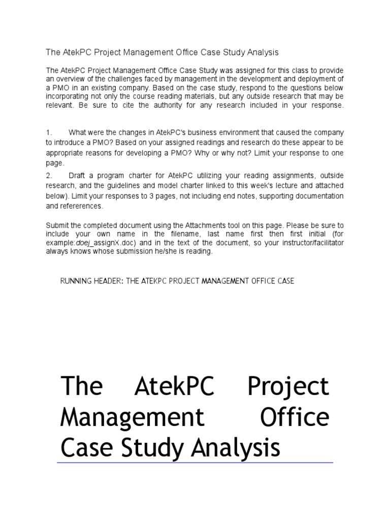 AtekPC PMO Case Study Analysis | PDF | Project Management | Chief ...