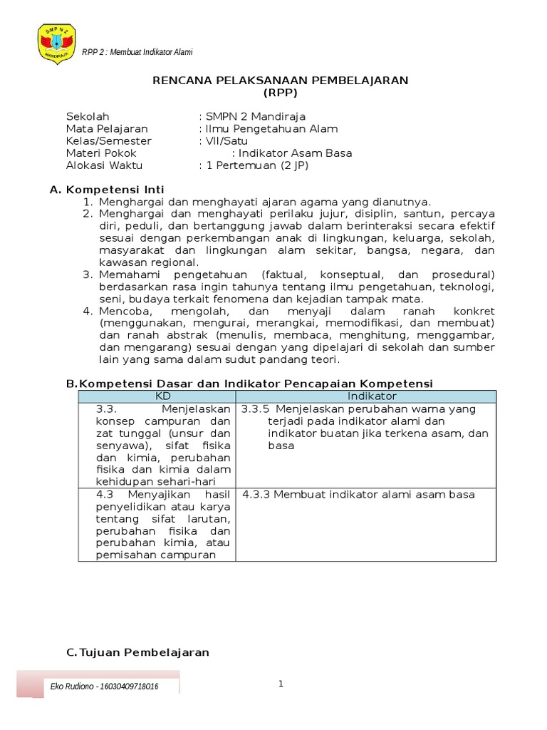 RPP Indikator Asam Basa | PDF