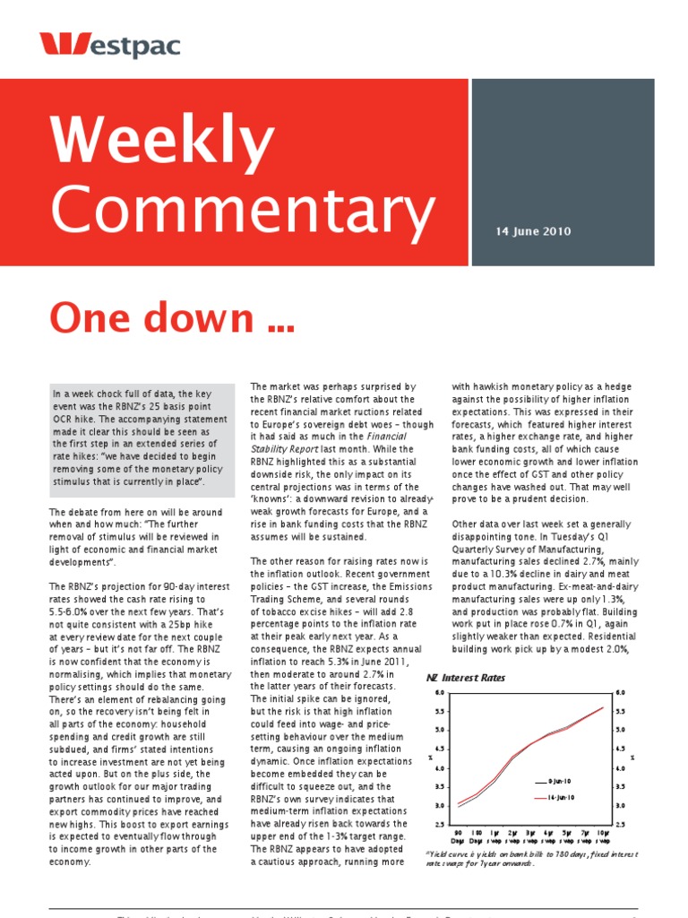 Westpack JUN 14 Weekly Commentary | PDF | Inflation | Monetary Policy