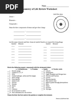The Chemistry Of Life Worksheet Nuclear Chemistry (Fusion, Fission,