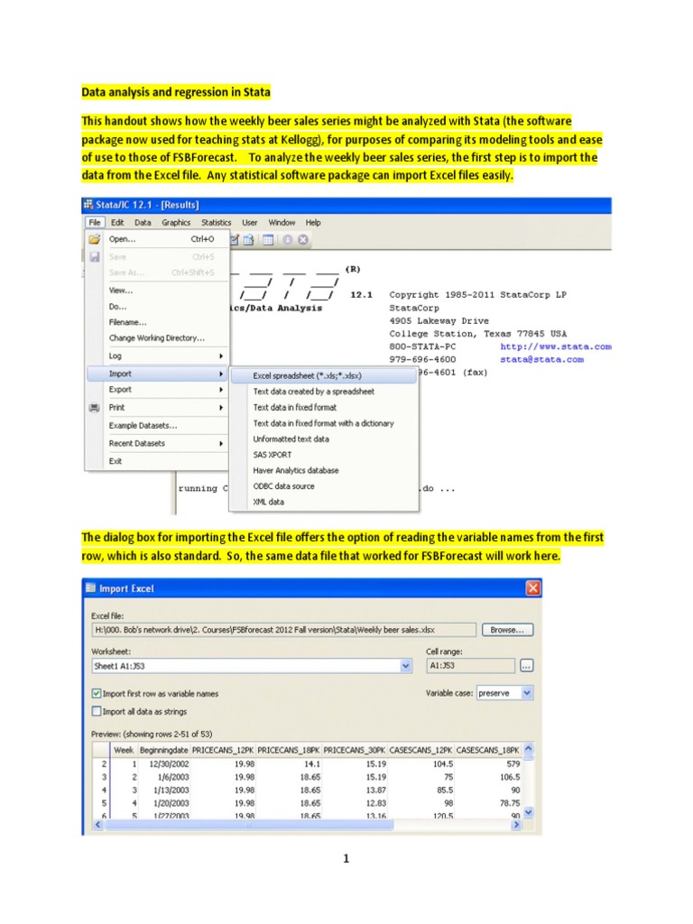 Regression Analysis In Stata Pdf Errors And Residuals Regression