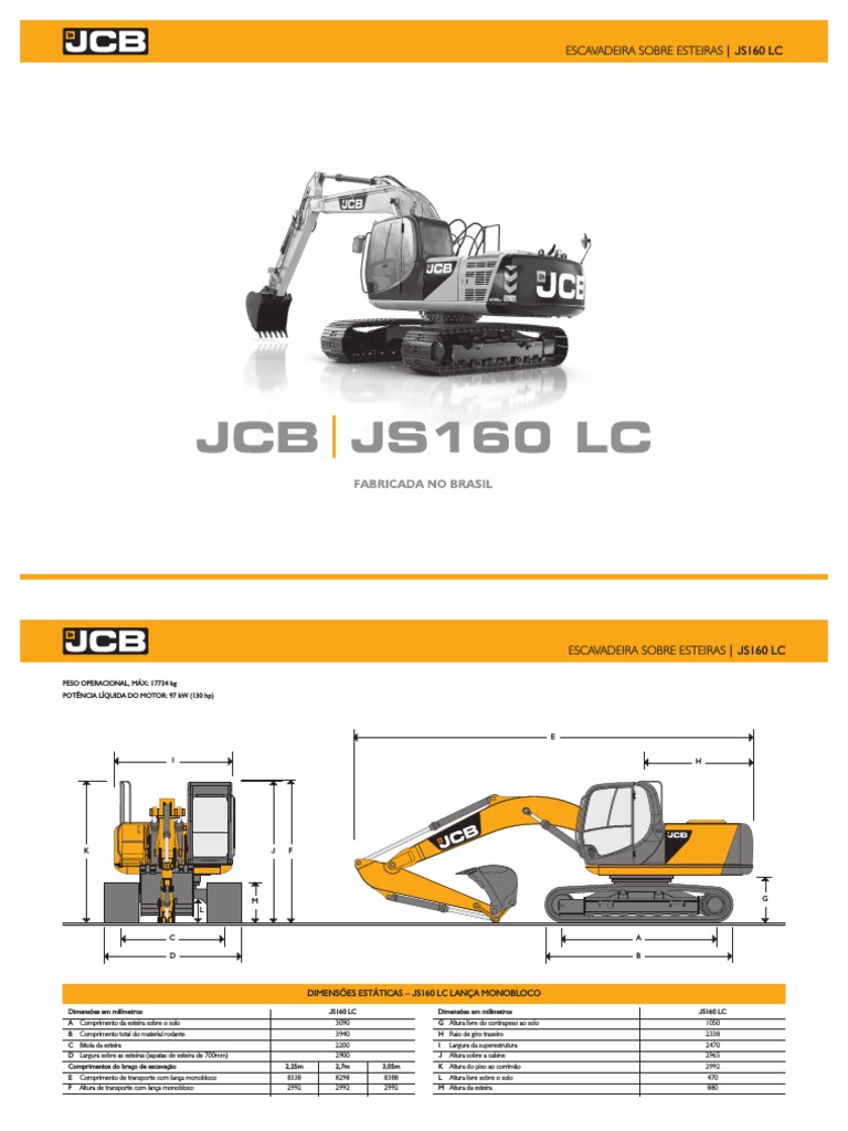 Escavadeira JCB JS160LC-1 | PDF | Potência (Física) | Motores