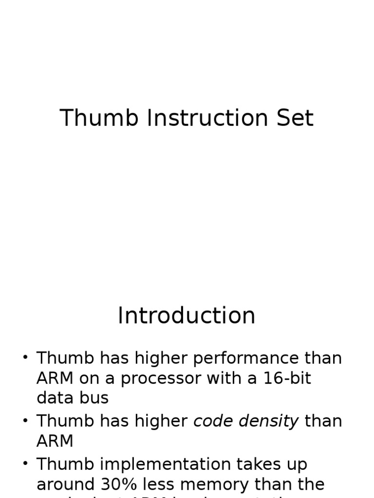 Thumb Instruction Set | PDF | Arm Architecture | Instruction Set