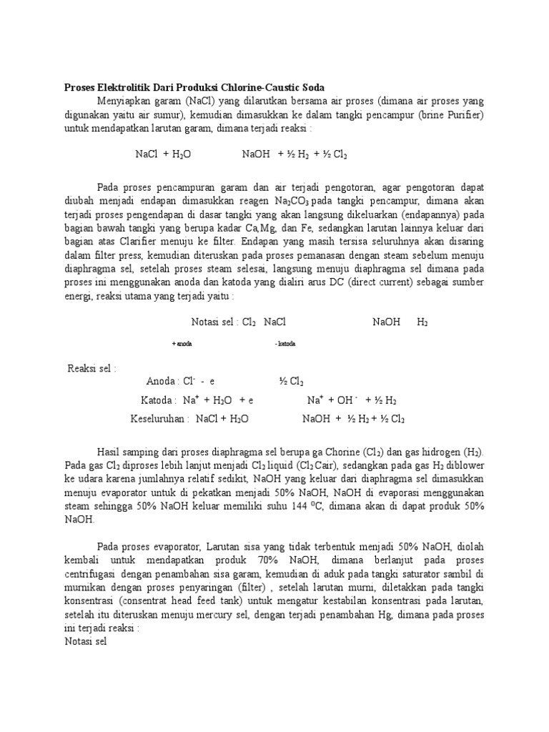 Proses Elektrolisis Pembuatan NaOH | PDF | Sains & Matematika
