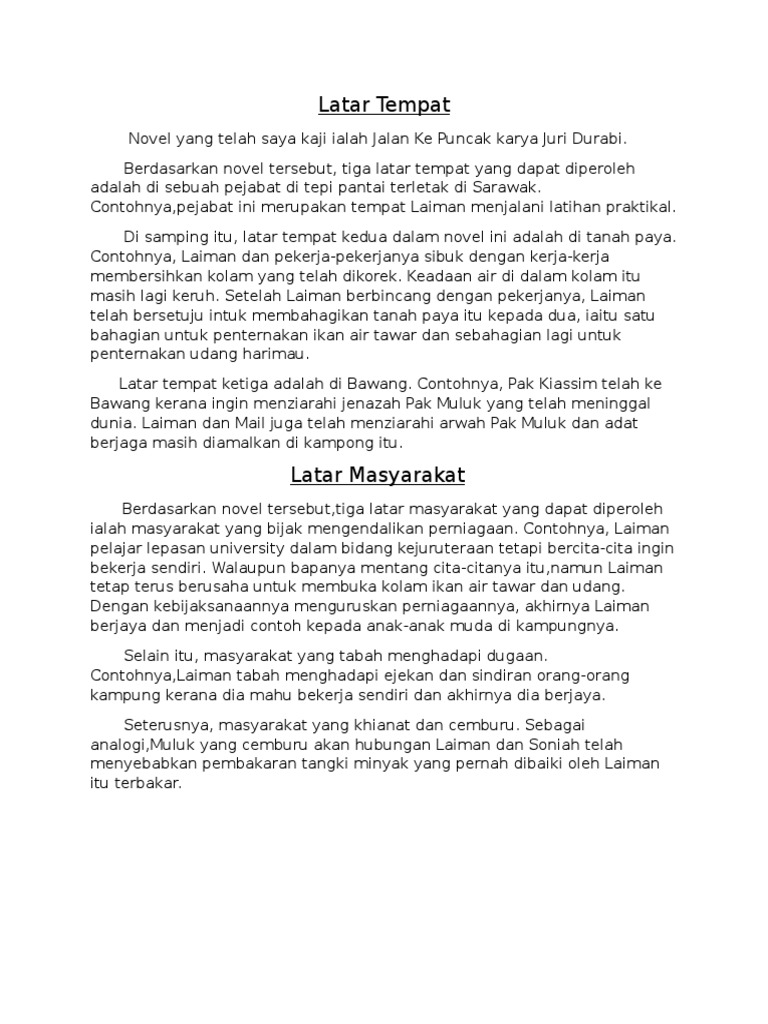 Latar Tempat Latar Masyarakat | PDF