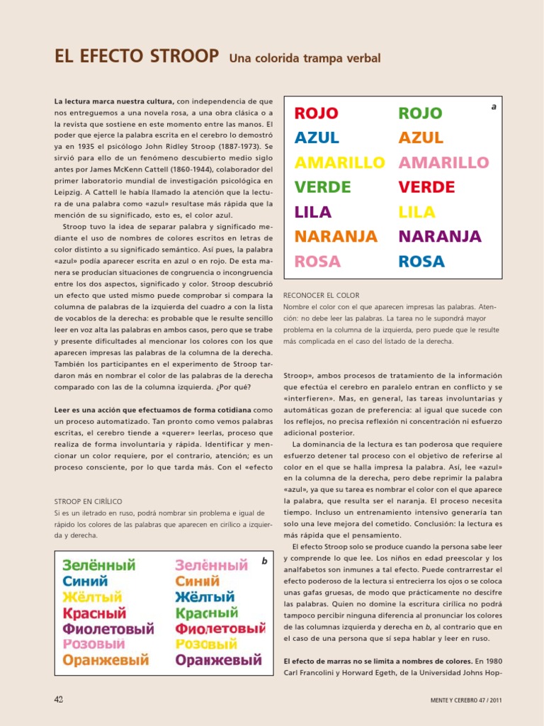 Efecto Stroop | Lectura (proceso) | Palabra