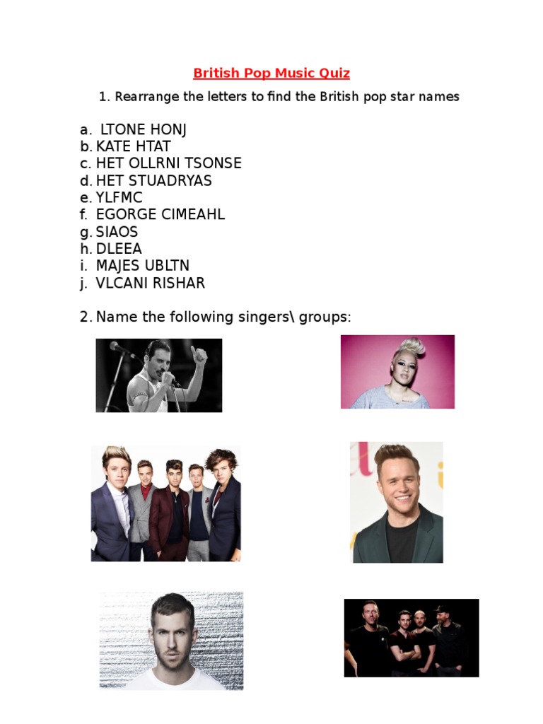 British Pop Music Quiz | PDF
