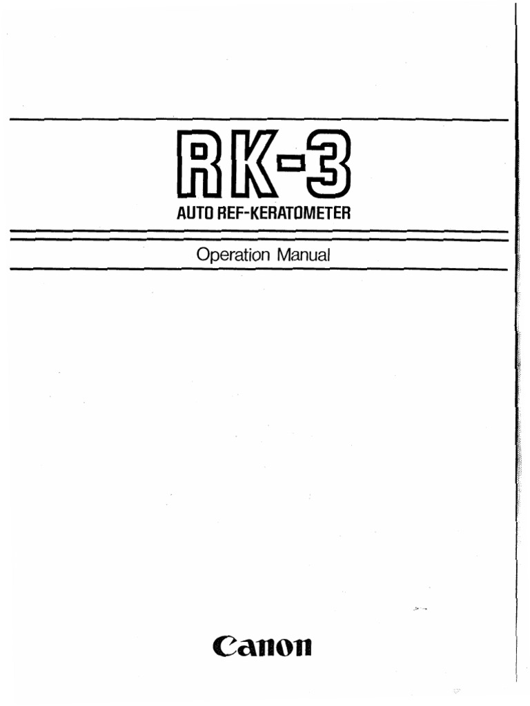RK 3 Auto Ref Keratometer | PDF
