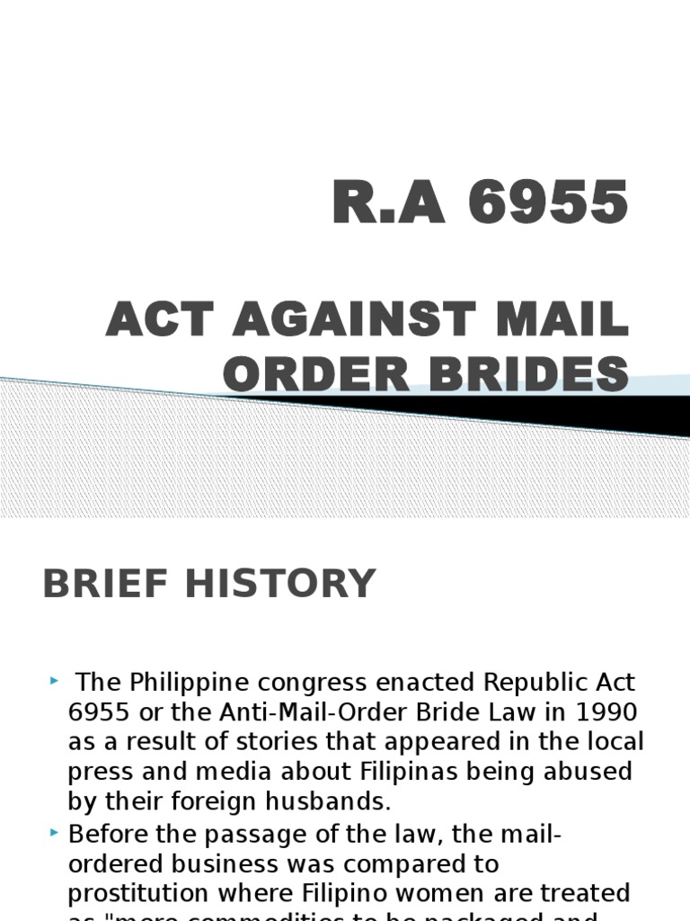 RA 6955 Mail Order Brides | PDF | Mail Order Bride | Marriage