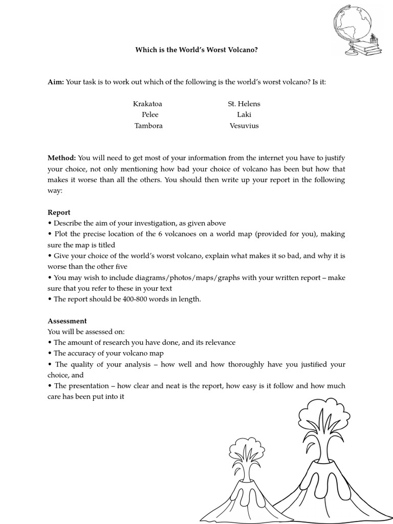 Volcano Investigation | PDF