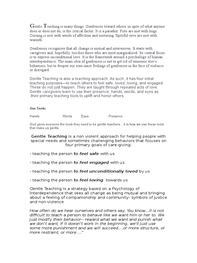 Gentle Teaching | PDF | Interpersonal Relationships | Feeling