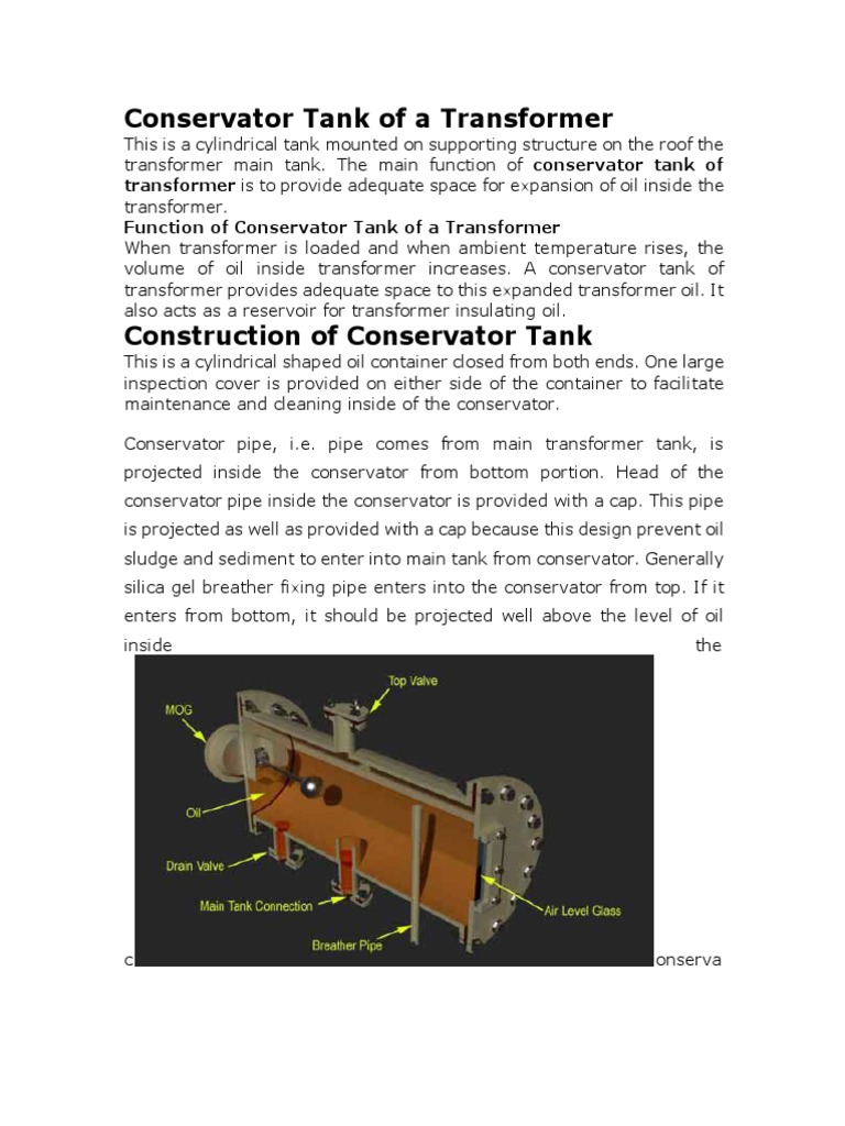 Conservator Tank of A Transformer | PDF | Transformer | Silicon Dioxide