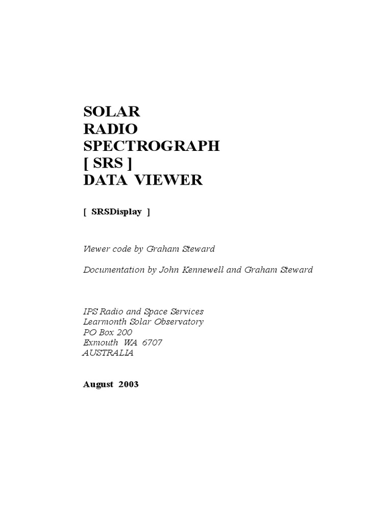 Solar Radio Spectrograph (SRS) Data Viewer: (Srsdisplay) | PDF | High ...