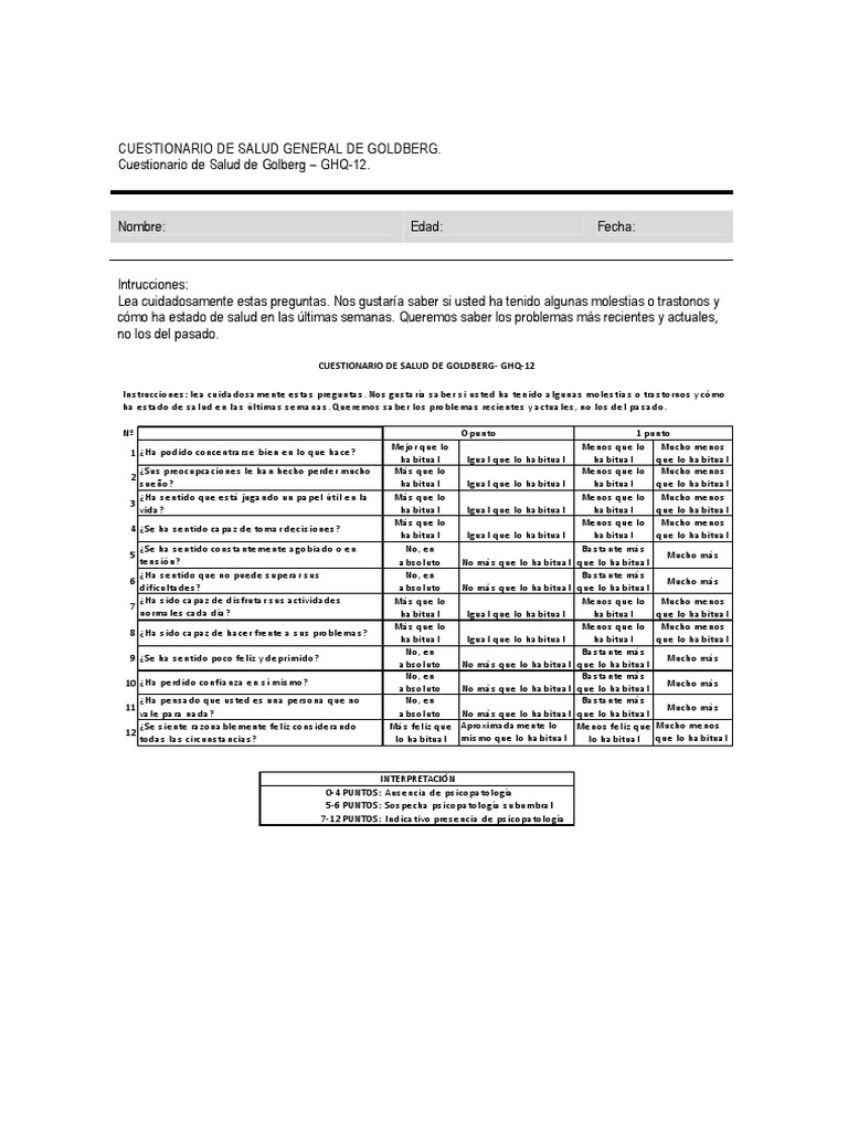 GHQ 12 | PDF