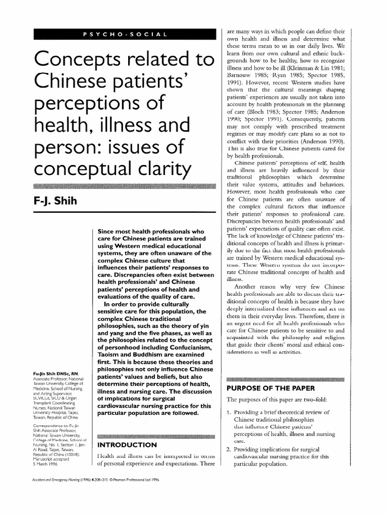 Chinese Patients' Health Perceptions | PDF | Confucianism | Nursing