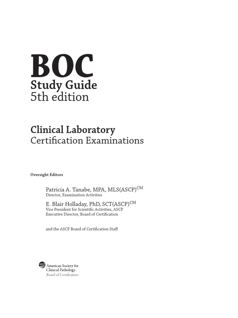 ASCP BOC Study-Guide 5e Contents | Professional Certification | Test ...