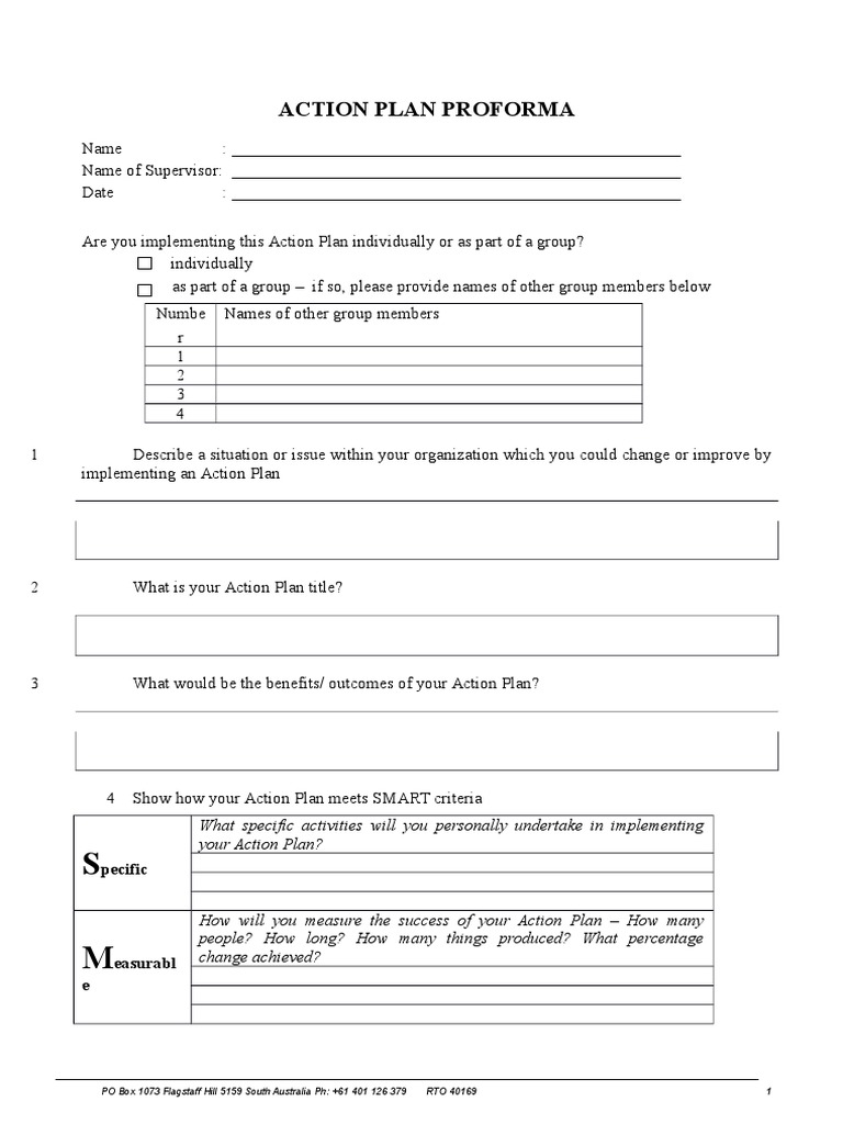 Action Plan Proforma: Pecific | PDF