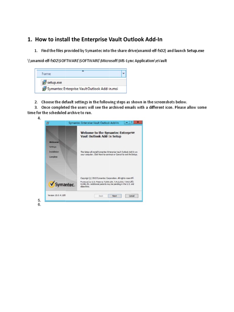 How To Install The Enterprise Vault Outlook Add-In | PDF | Microsoft ...