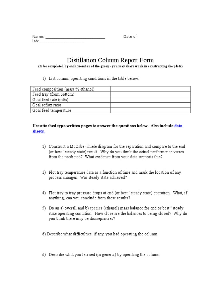 Distillation Column Performance Analysis | PDF