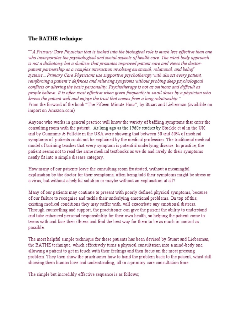 BATHE Technique | Physician | Empathy