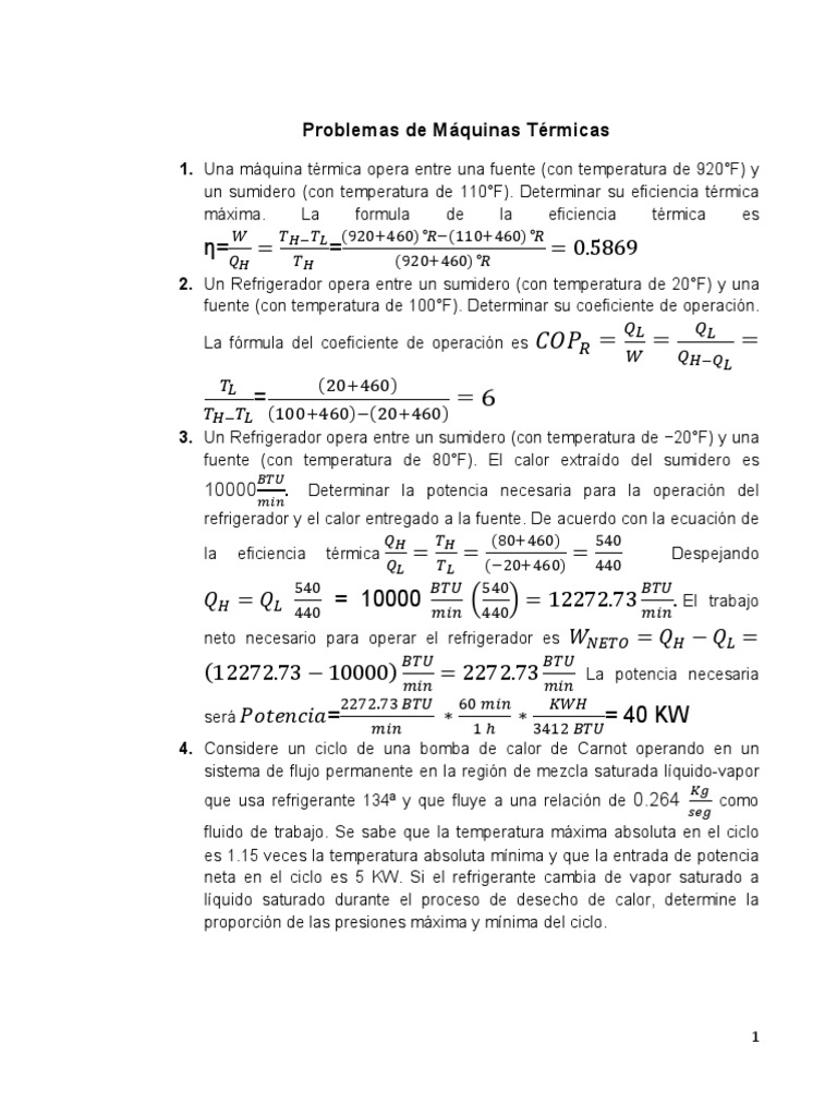 Problemas Resueltos de Máquinas Térmicas PDF | PDF | Temperatura ...