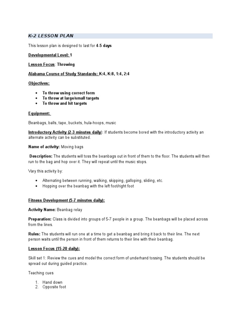 K-2 Lesson Plan | PDF | Lesson Plan | Cognition